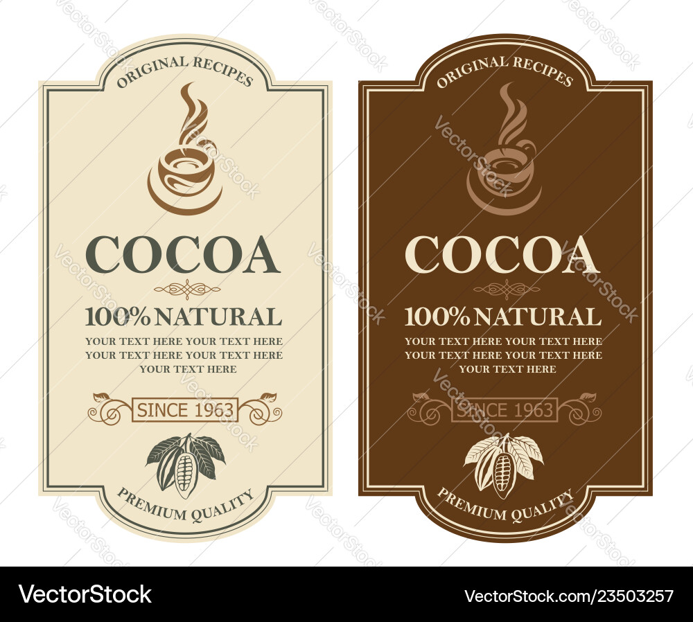 Set of cocoa labels Royalty Free Vector Image - VectorStock