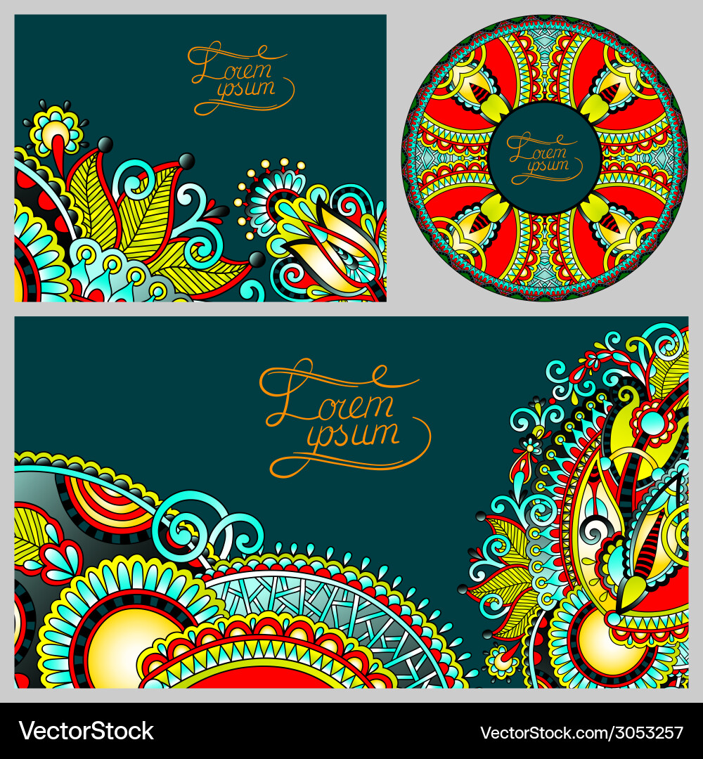 Set of floral decorative background template frame