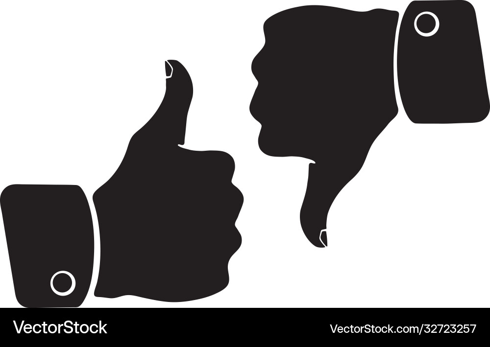 Silhouette thumb up and down like dislike Vector Image