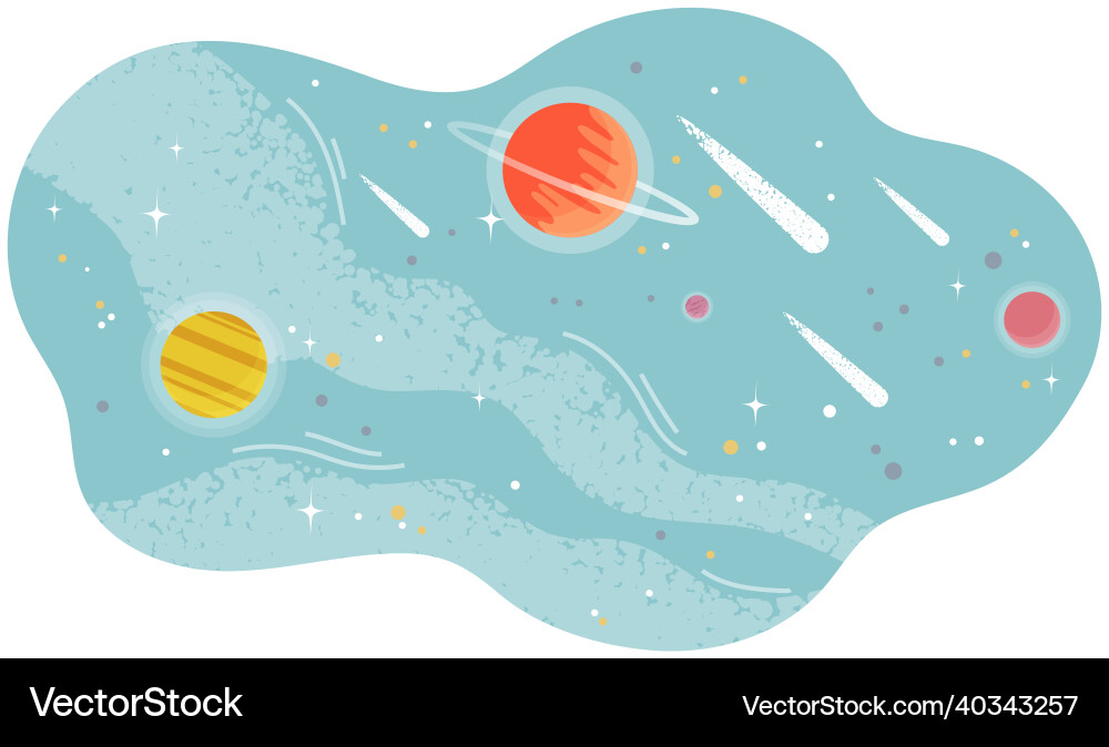 Solar system of planets with large and small Vector Image