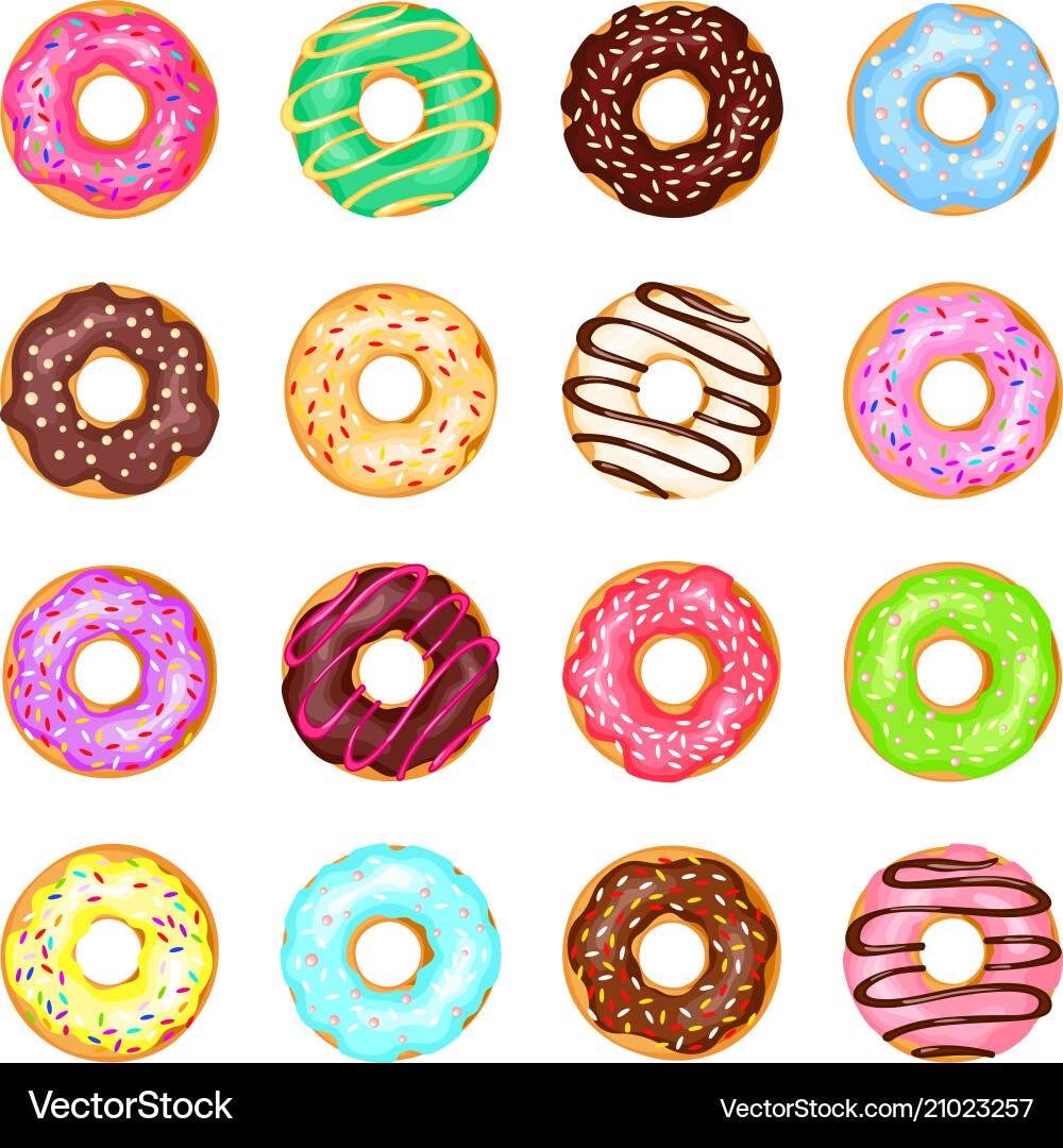 Sweet donuts set Royalty Free Vector Image - VectorStock