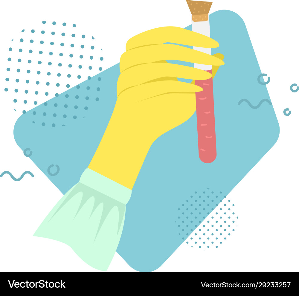 The hand a chemist or biologist in a rubber Vector Image