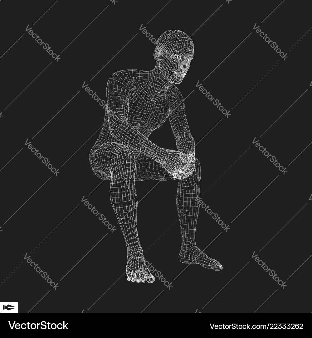 3d model of man polygonal design geometric Vector Image