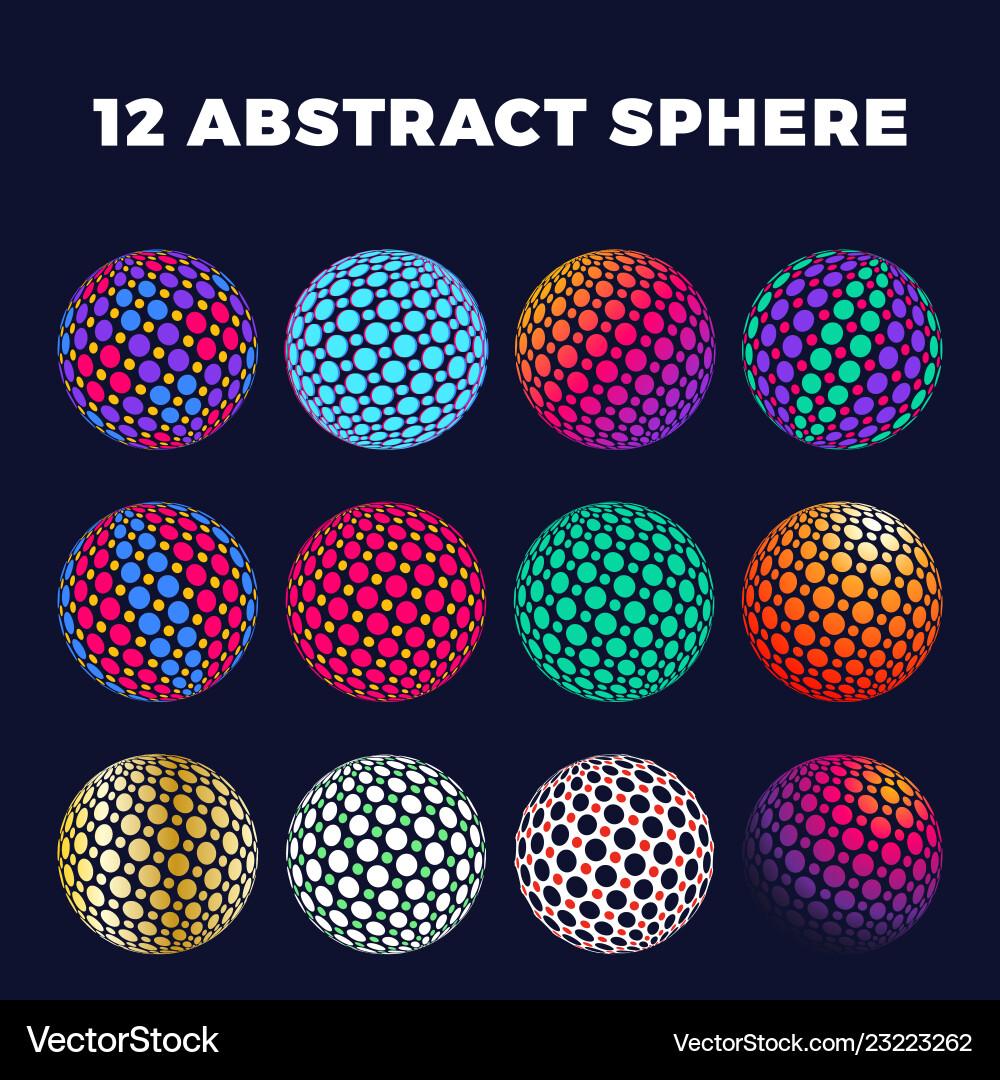 3d vibrant color striped sphere rotations and Vector Image