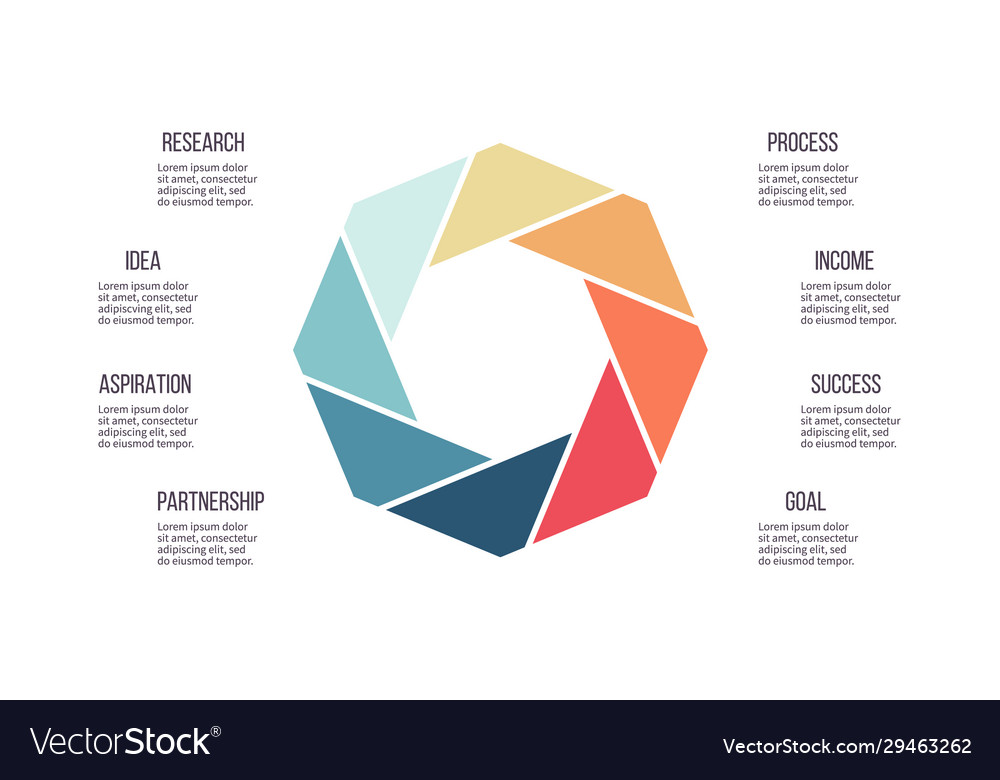 Business infographics octagon chart with 8 steps Vector Image