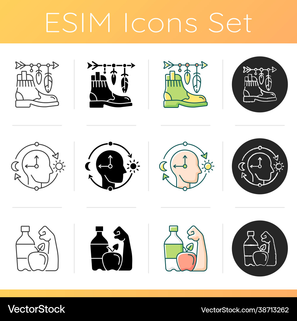 Changing habits and priorities icons set Vector Image