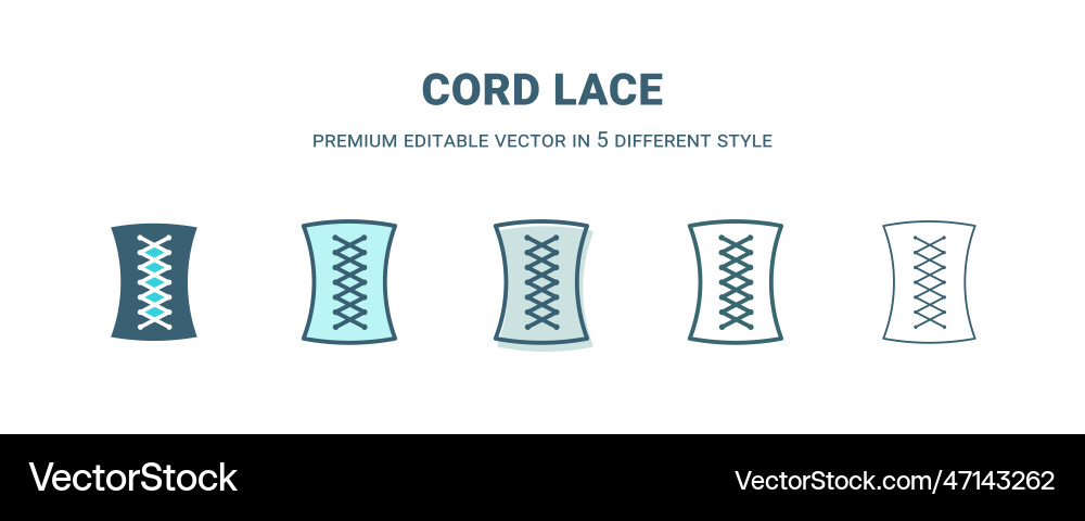 Cord lace icon in 5 different style outline Vector Image
