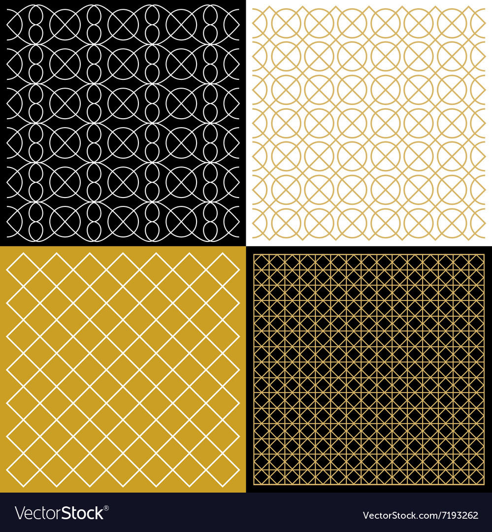 Different patterns with outline elements Vector Image