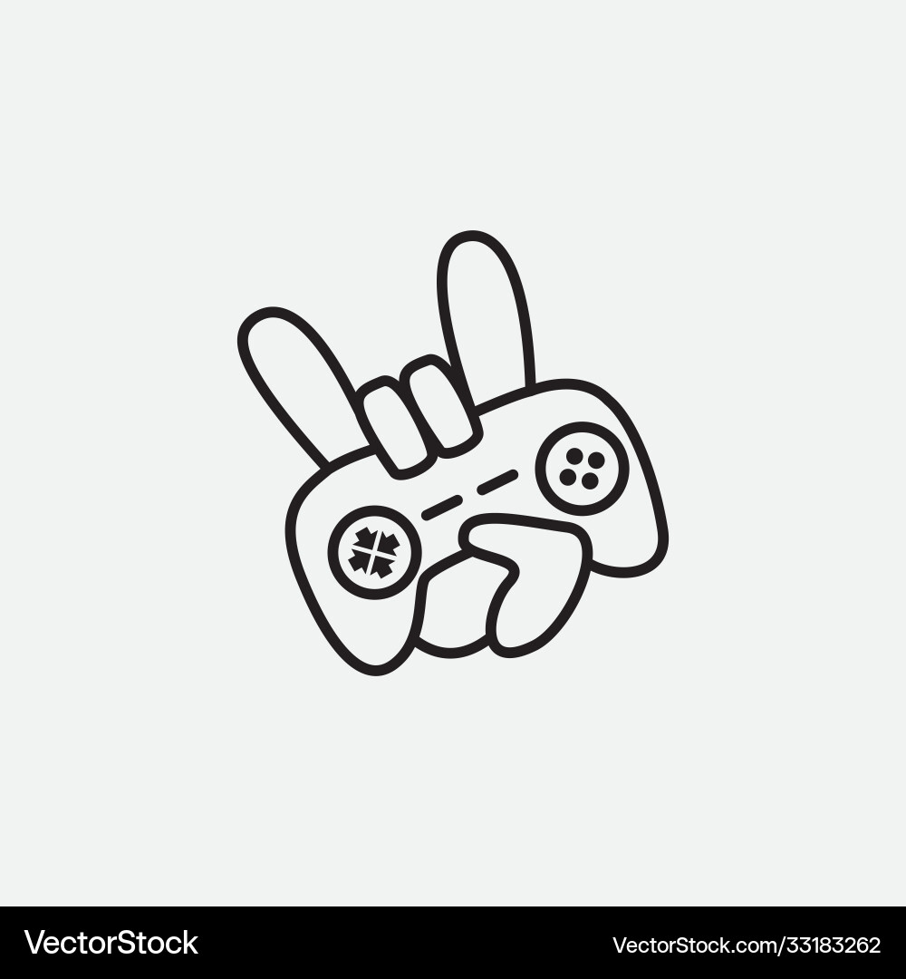 Hand rock game with joystick game pad logo design Vector Image