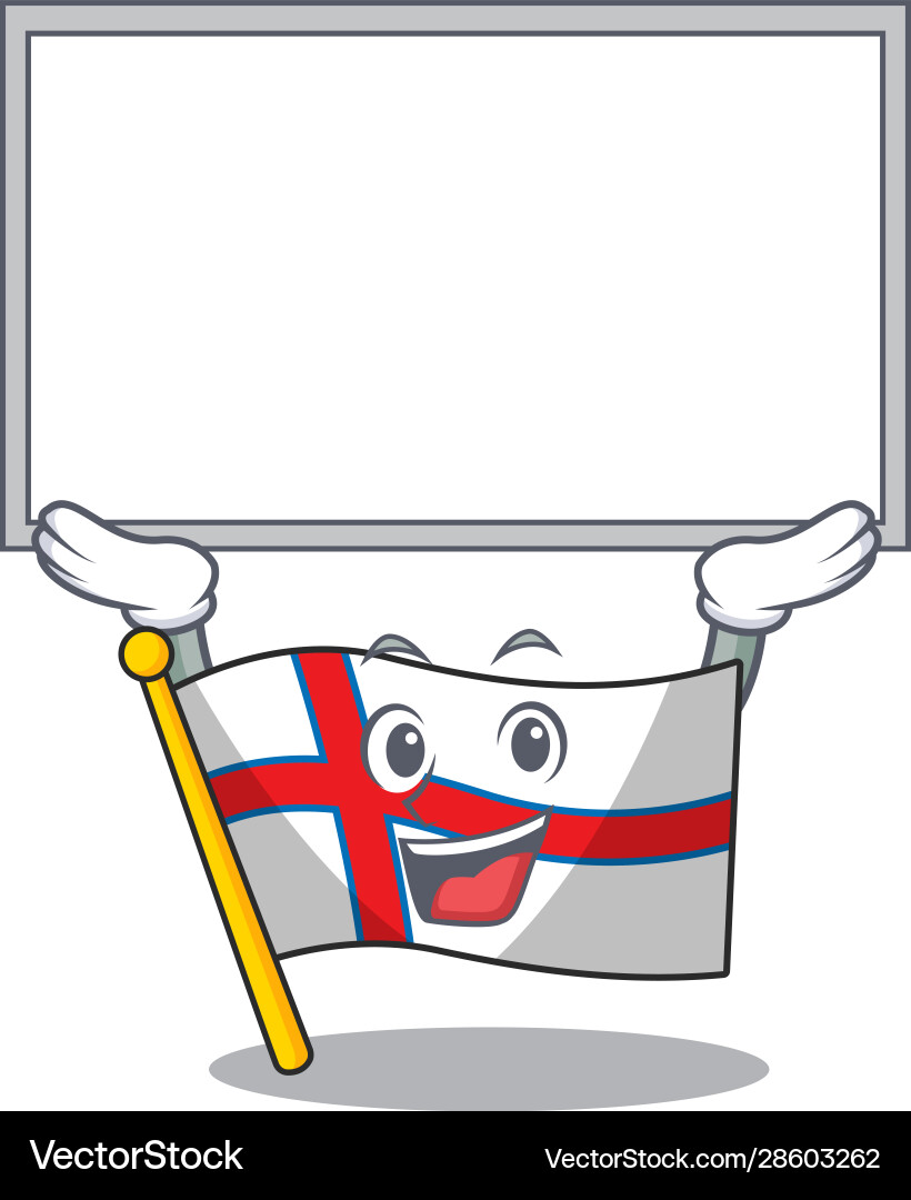 Happy cartoon character flag faroe island scroll Vector Image