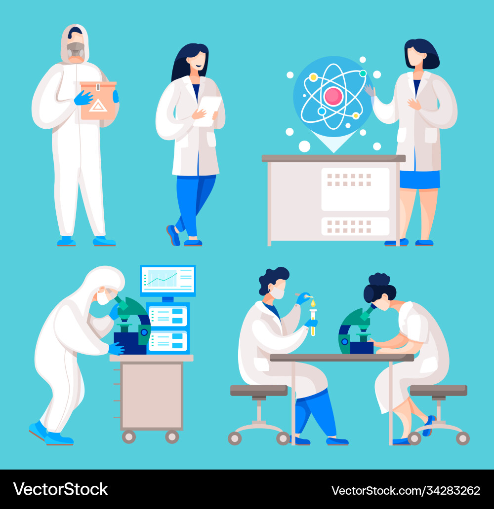 Pharmaceutical or medical workers in laboratory Vector Image