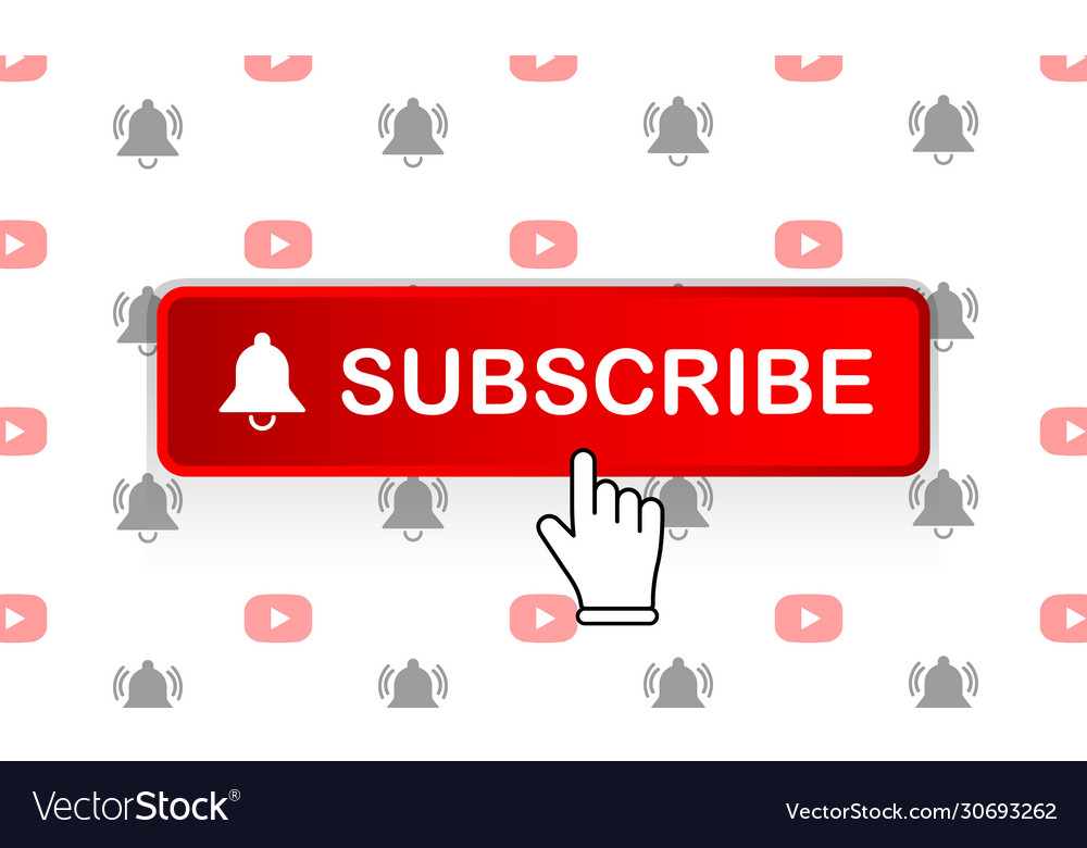 Red subscribe button with mouse pointer Royalty Free Vector