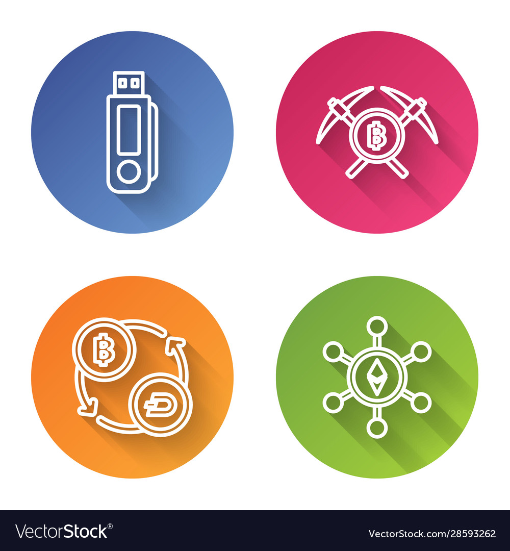 Set line usb flash drive crossed pickaxe Vector Image Set line usb flash drive crossed pickaxe Vector Image