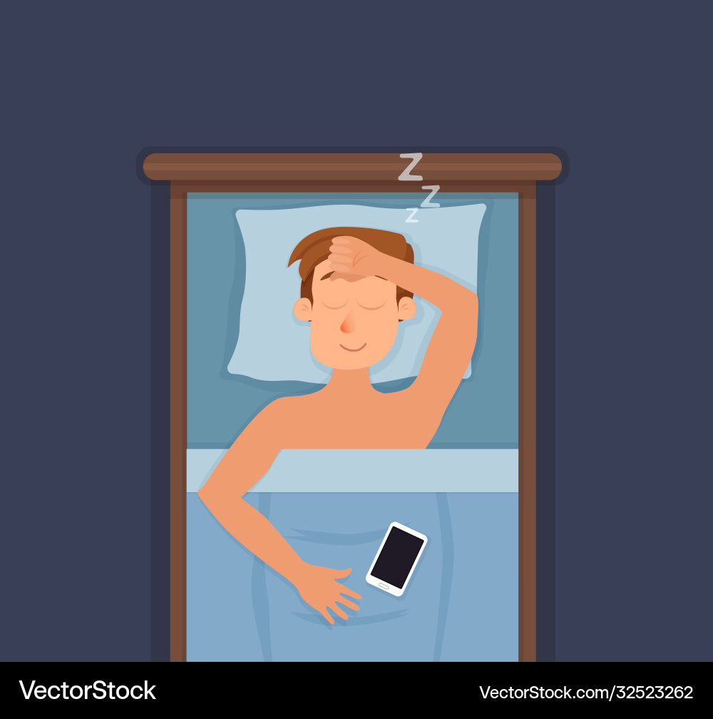 Sleeping man face cartoon character happy guy have