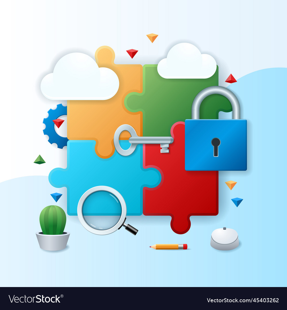 Solution in 3d style Royalty Free Vector Image