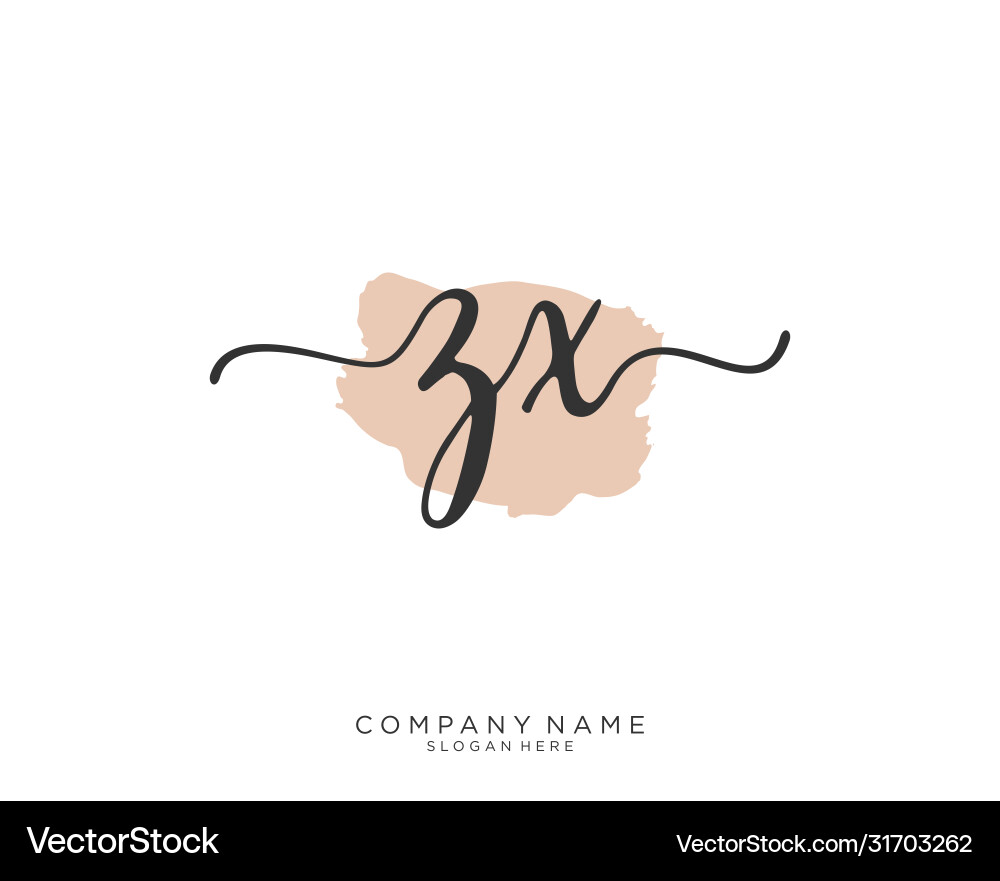 Zx initial handwriting logo design Royalty Free Vector Image