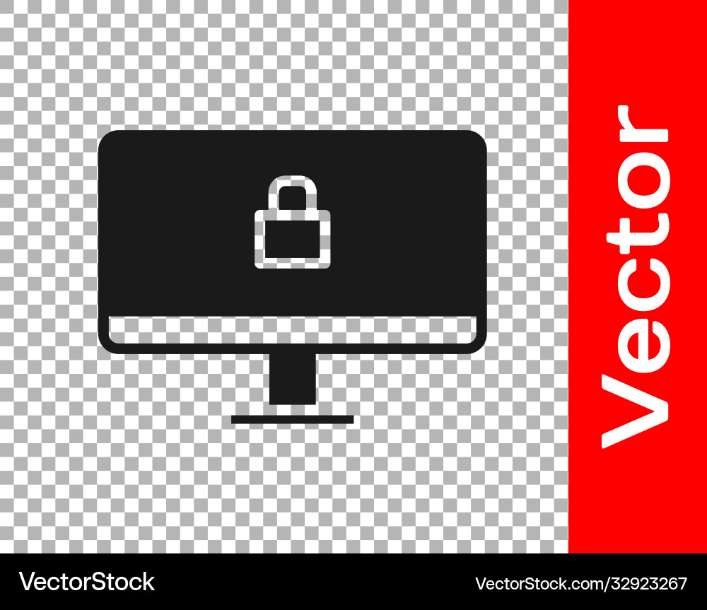 Black lock on computer monitor screen icon Vector Image
