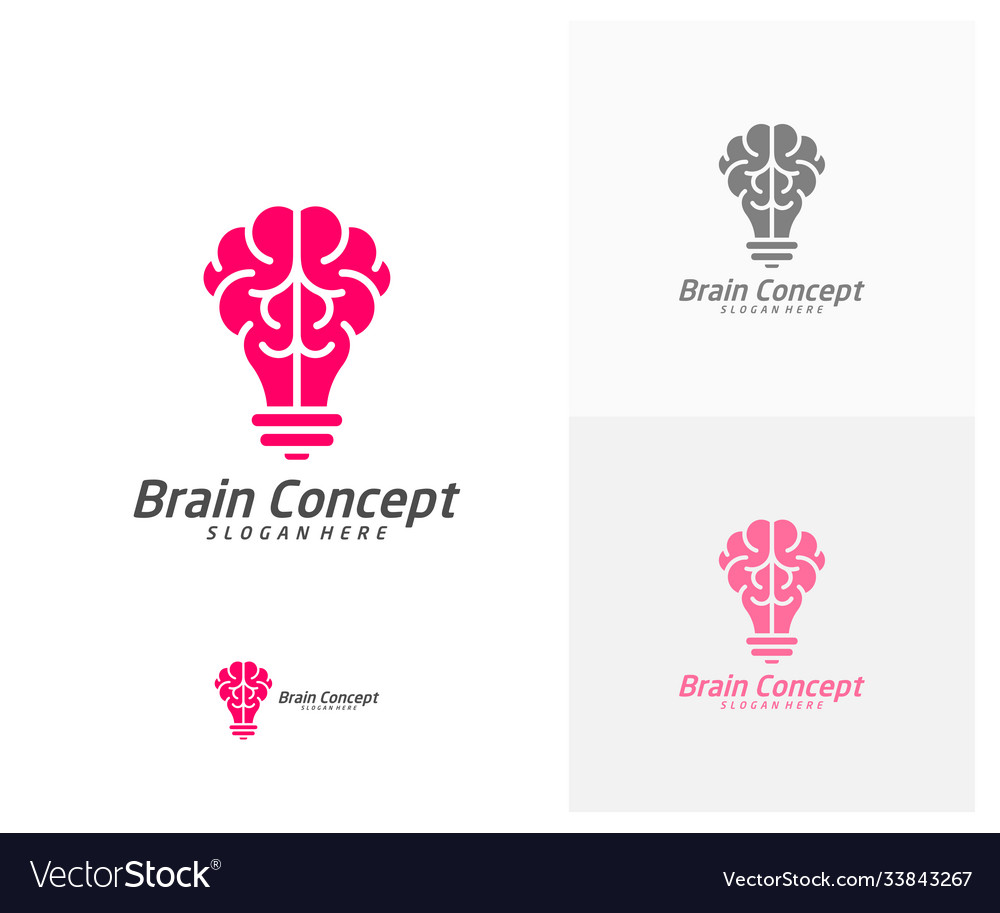 Brain bulb logo design template think idea Vector Image
