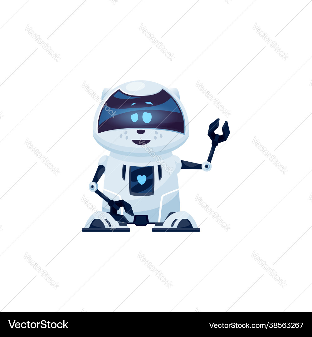 Cartoon robot cat cyborg cute character Royalty Free Vector