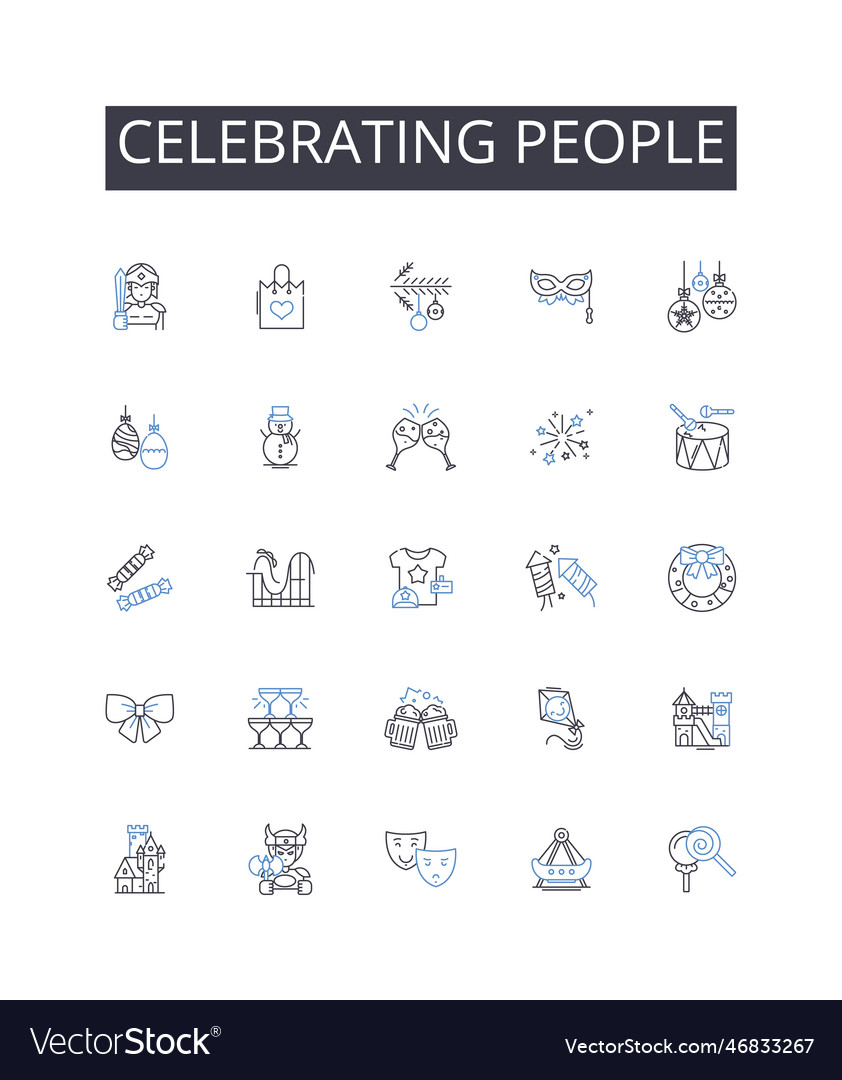 Celebrating people line icons collection wisdom Vector Image Celebrating people line icons collection wisdom Vector Image