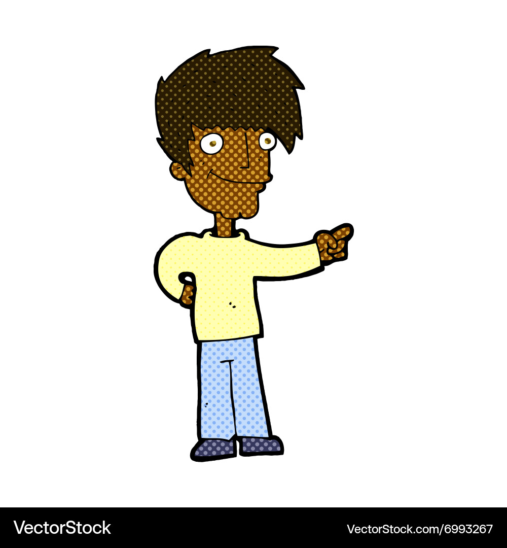 Comic cartoon man pointing Royalty Free Vector Image