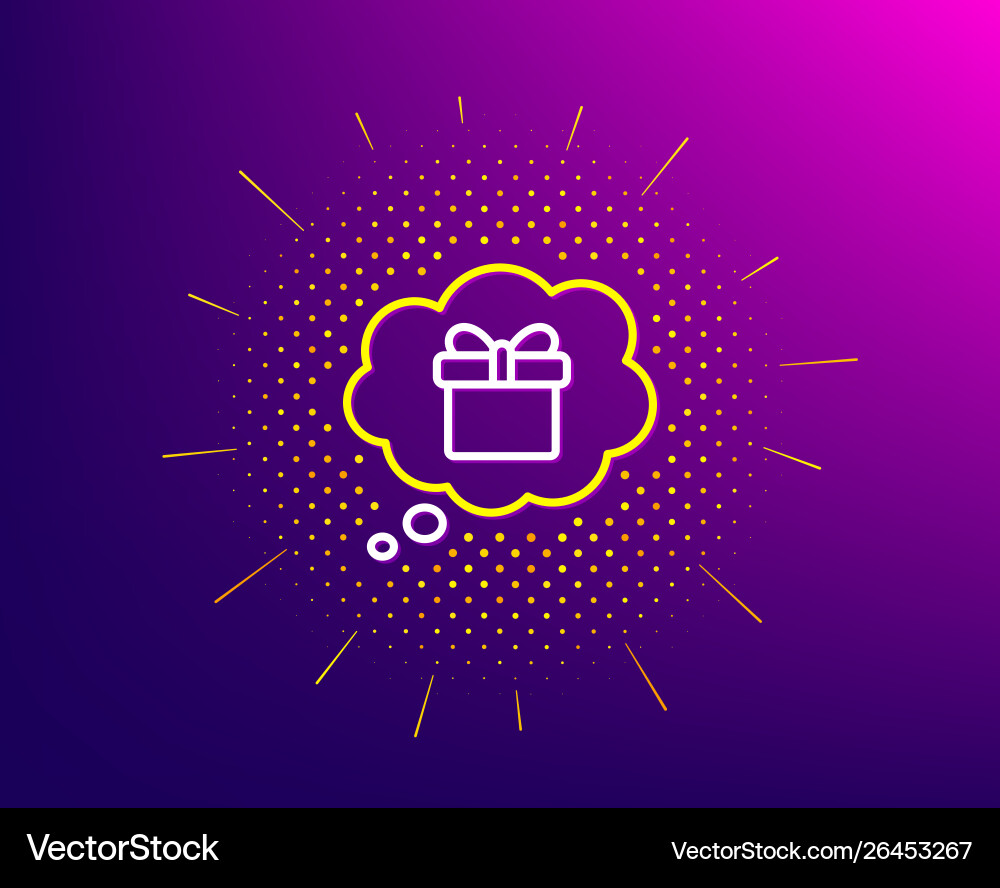 Dreaming gift line icon present box sign Vector Image