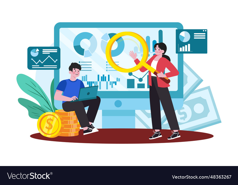 Finance Team Member Analyzing Financial Data Vector Image 