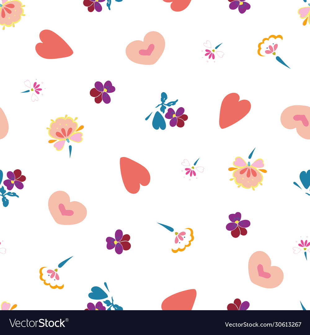 Folk art ditsy viola pattern Royalty Free Vector Image