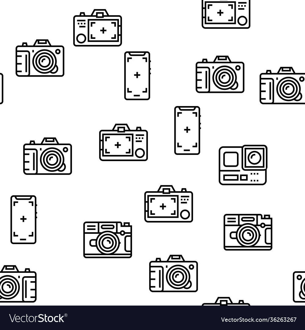 Photography device seamless pattern Royalty Free Vector