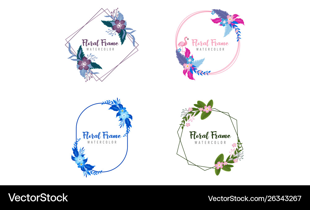 Set floral frame wedding invitation flower Vector Image