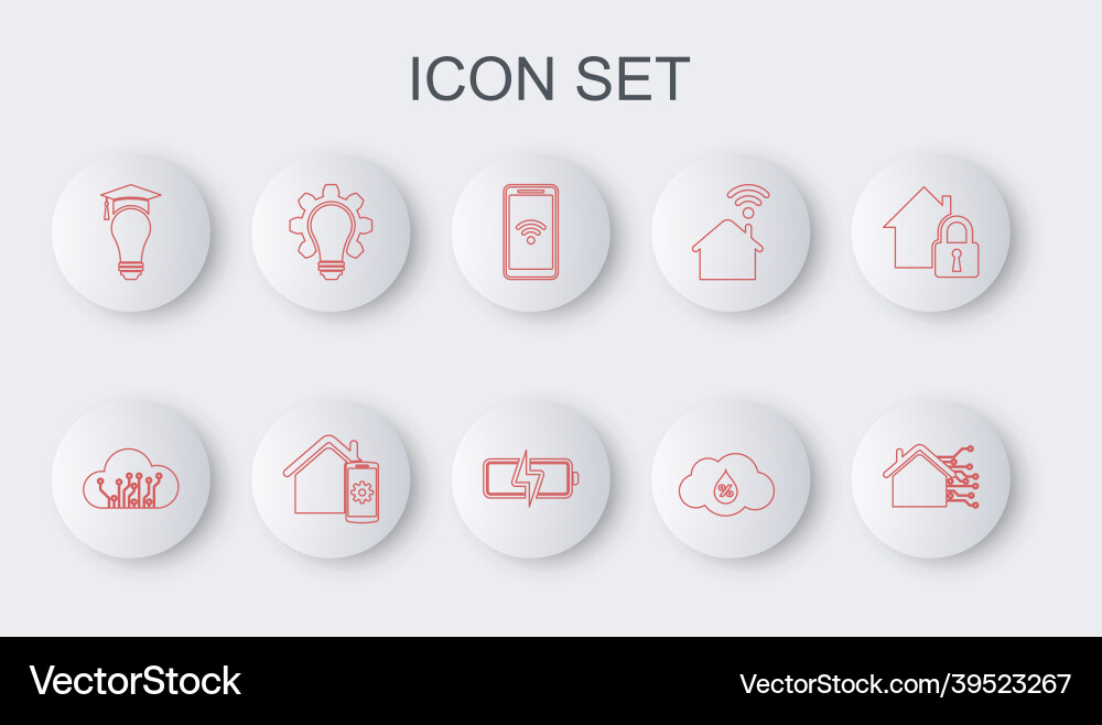 Set line smart home internet of things mobile Vector Image