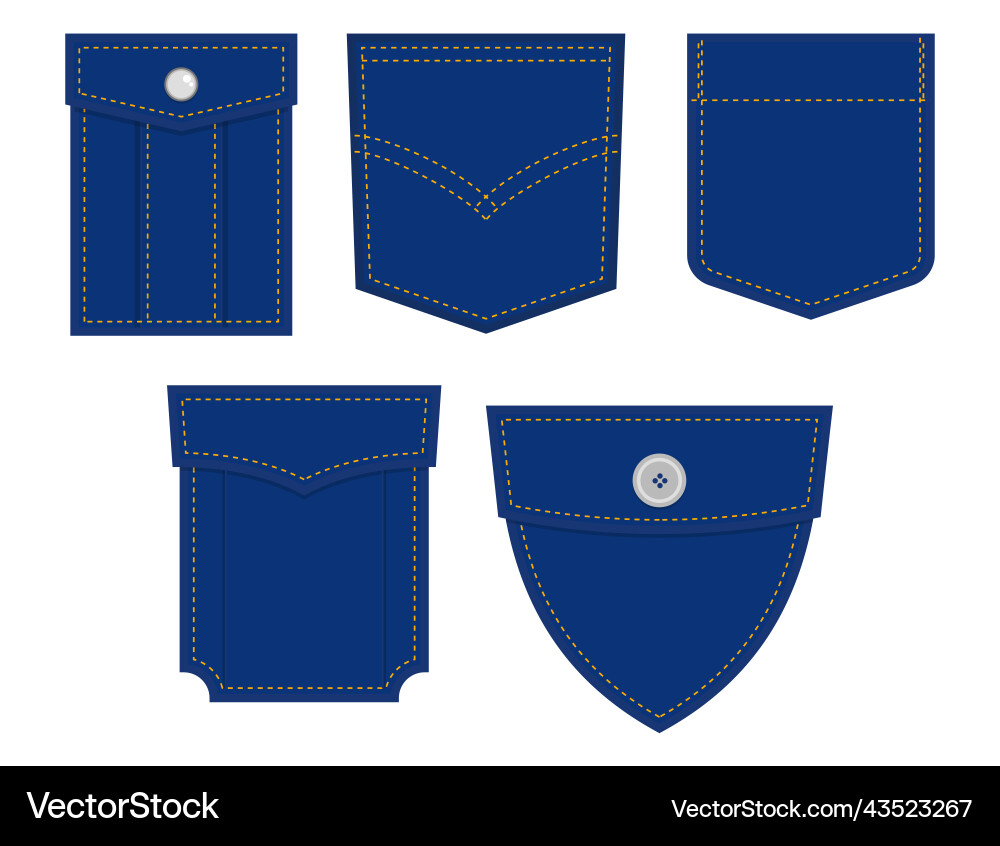 Set pocket patch for cloth fashion icon Royalty Free Vector