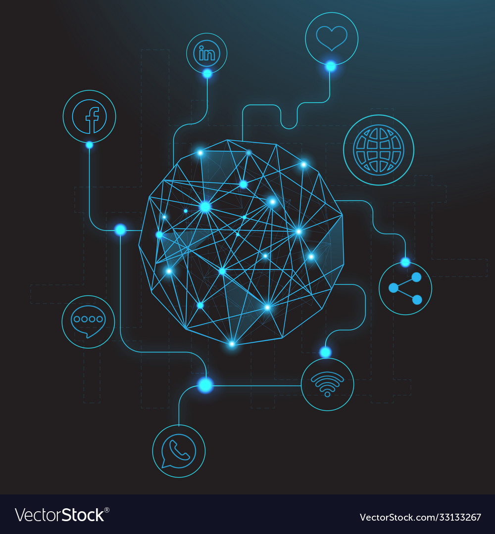 Social networking online world concept Royalty Free Vector