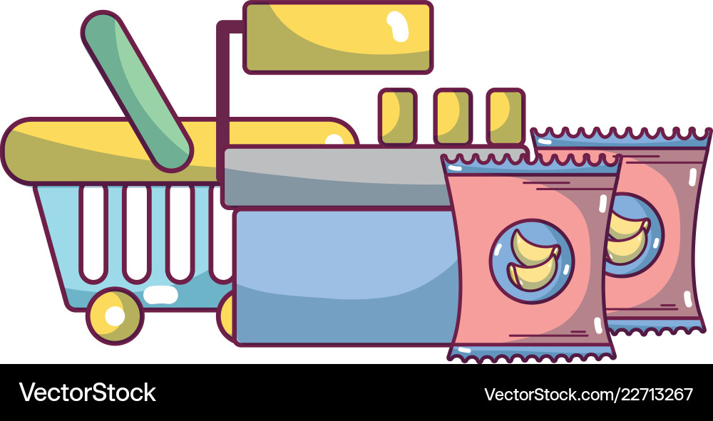 Supermarket products cartoon Royalty Free Vector Image