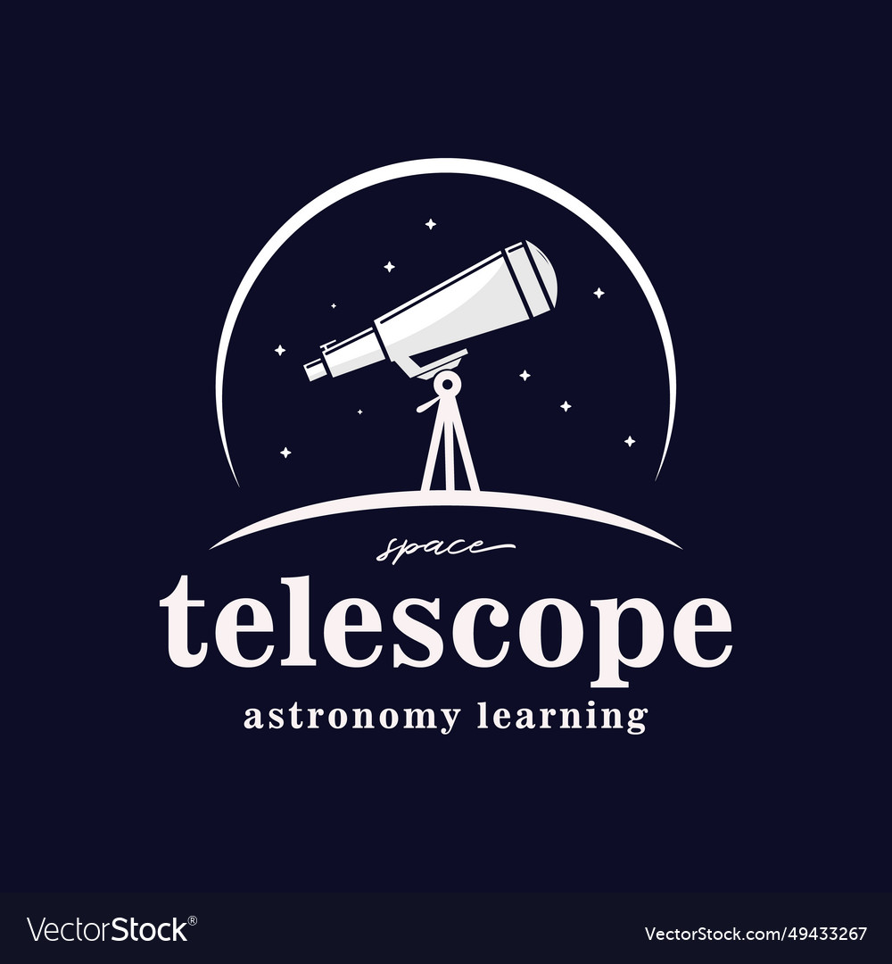 Telescope logo with super lens design astronomy Vector Image