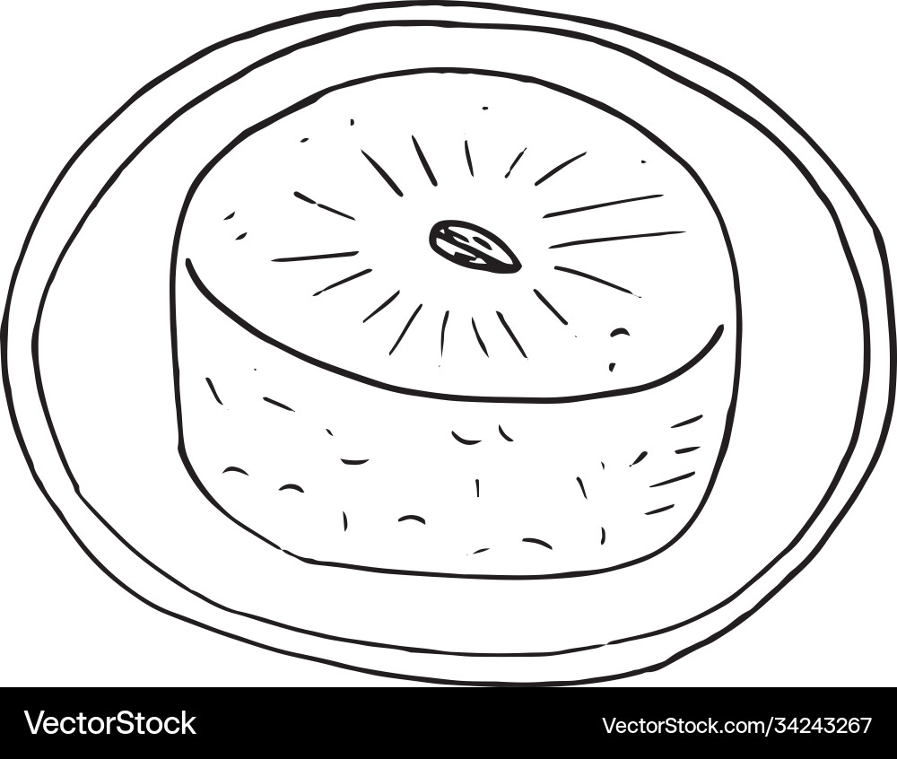 Traditional indian sweets sandesh on plate sketch Vector Image