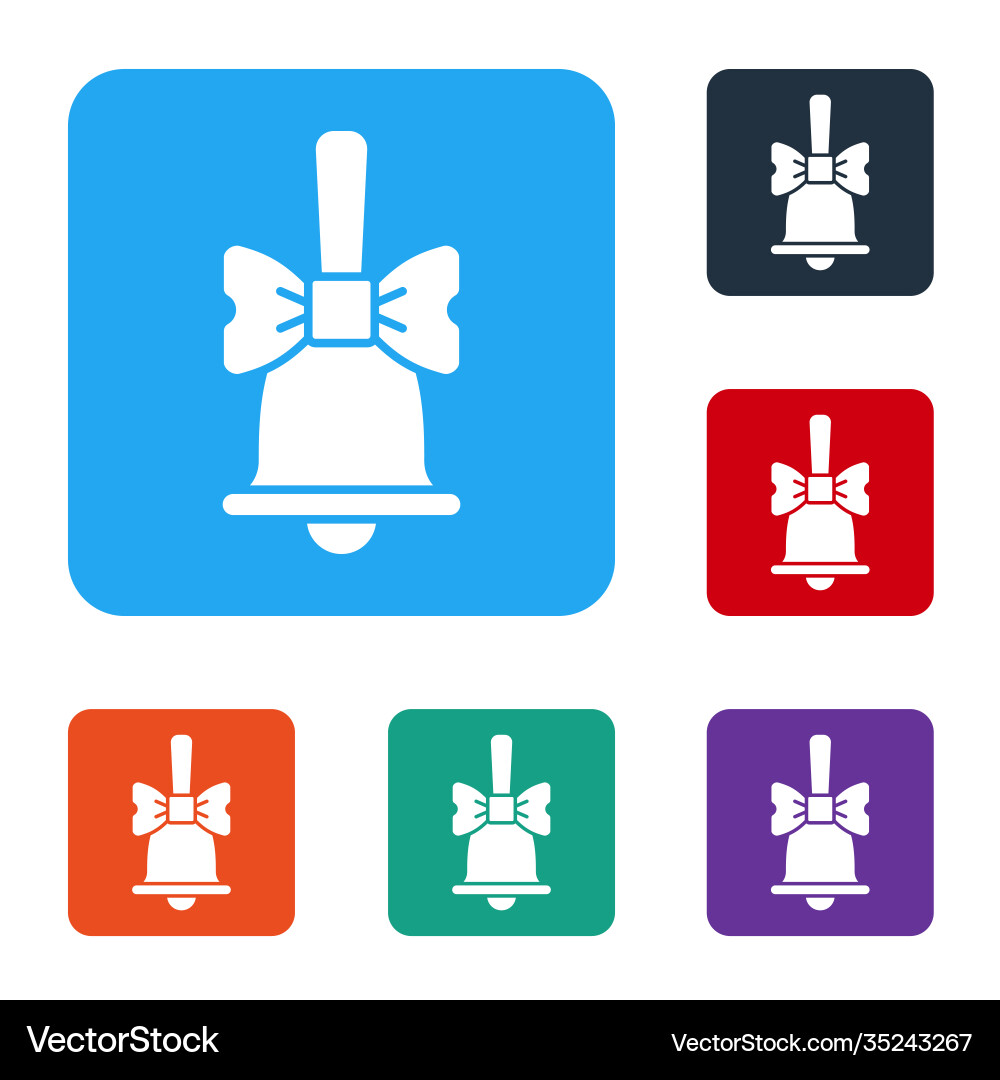 White merry christmas ringing bell icon isolated Vector Image