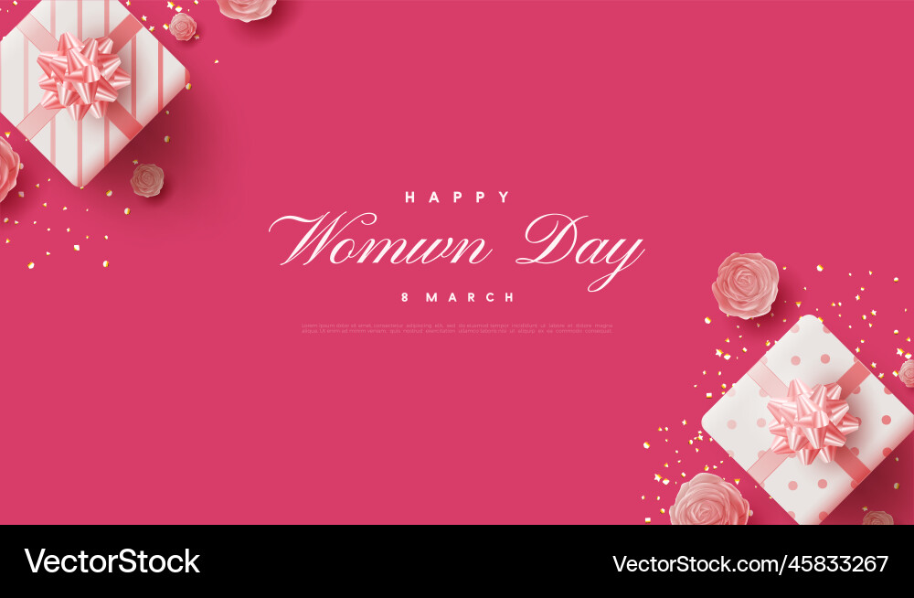 Women day design with gift boxes and realistic Vector Image
