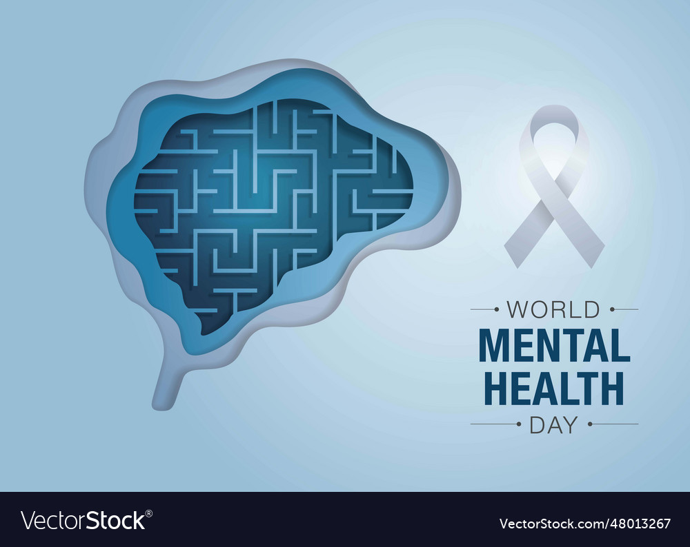 World mental health day brain Royalty Free Vector Image