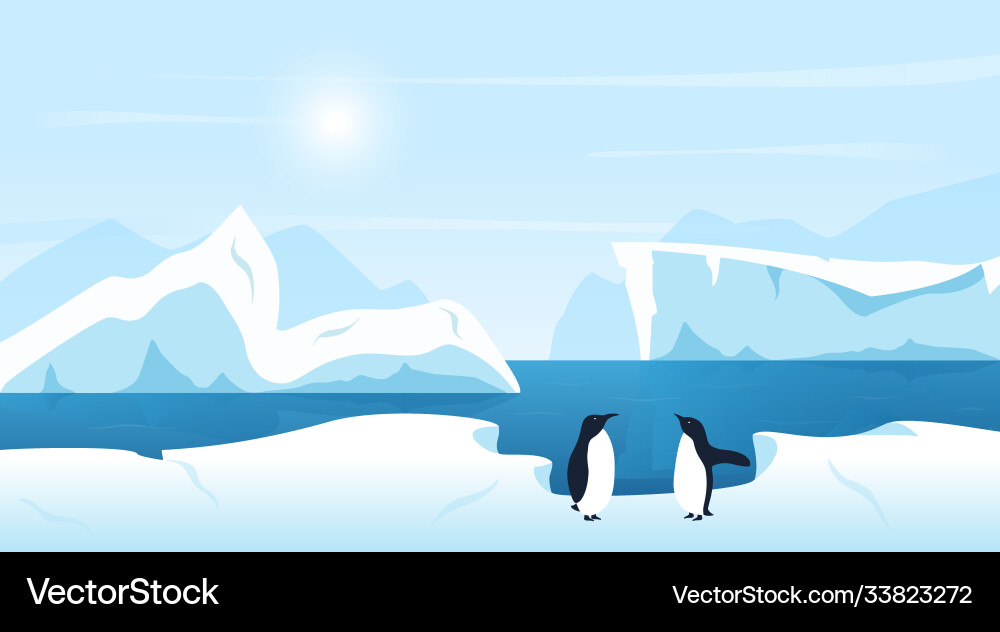 Beautiful arctic or antarctic landscape with Vector Image