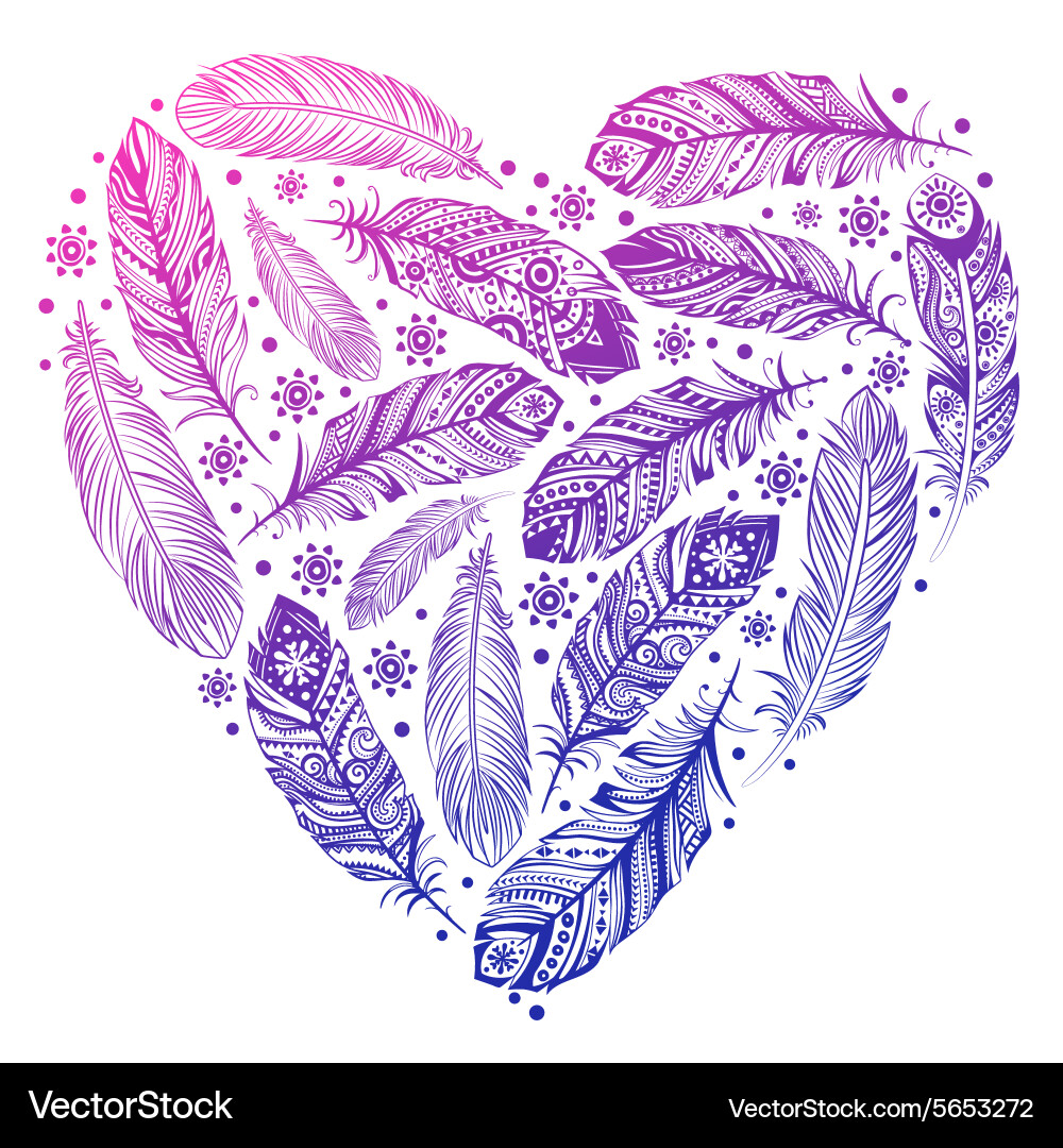 Beautiful valentines day feather heart Royalty Free Vector