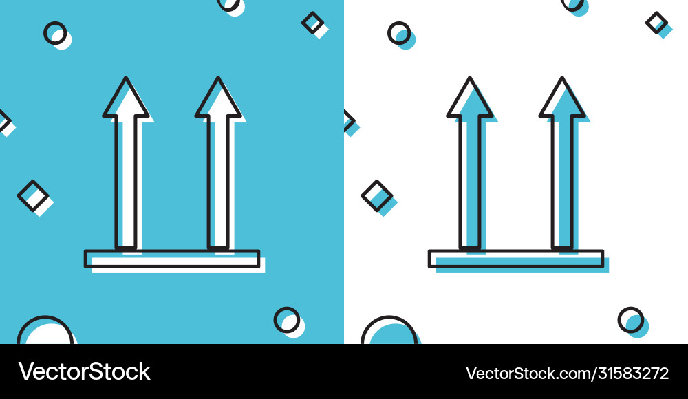 Black this side up icon isolated on blue and white