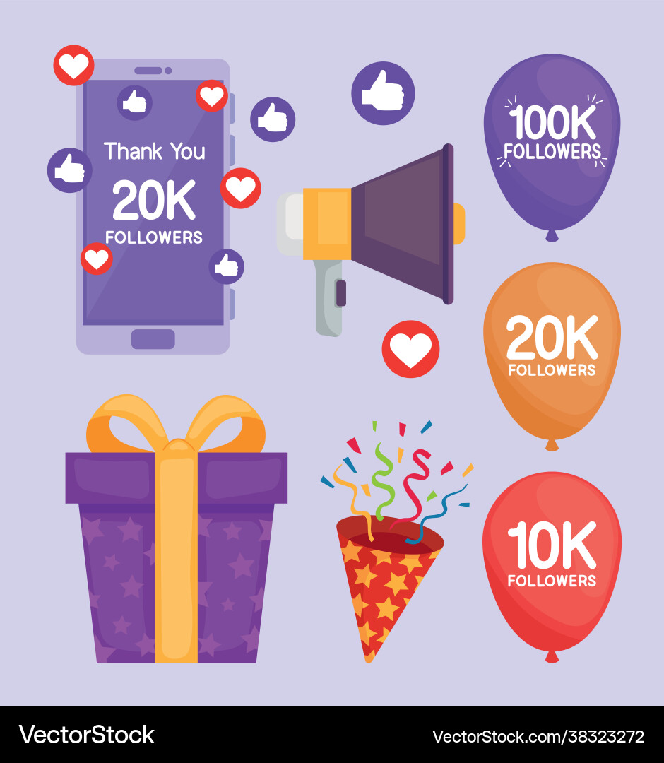 Collection followers icons Royalty Free Vector Image