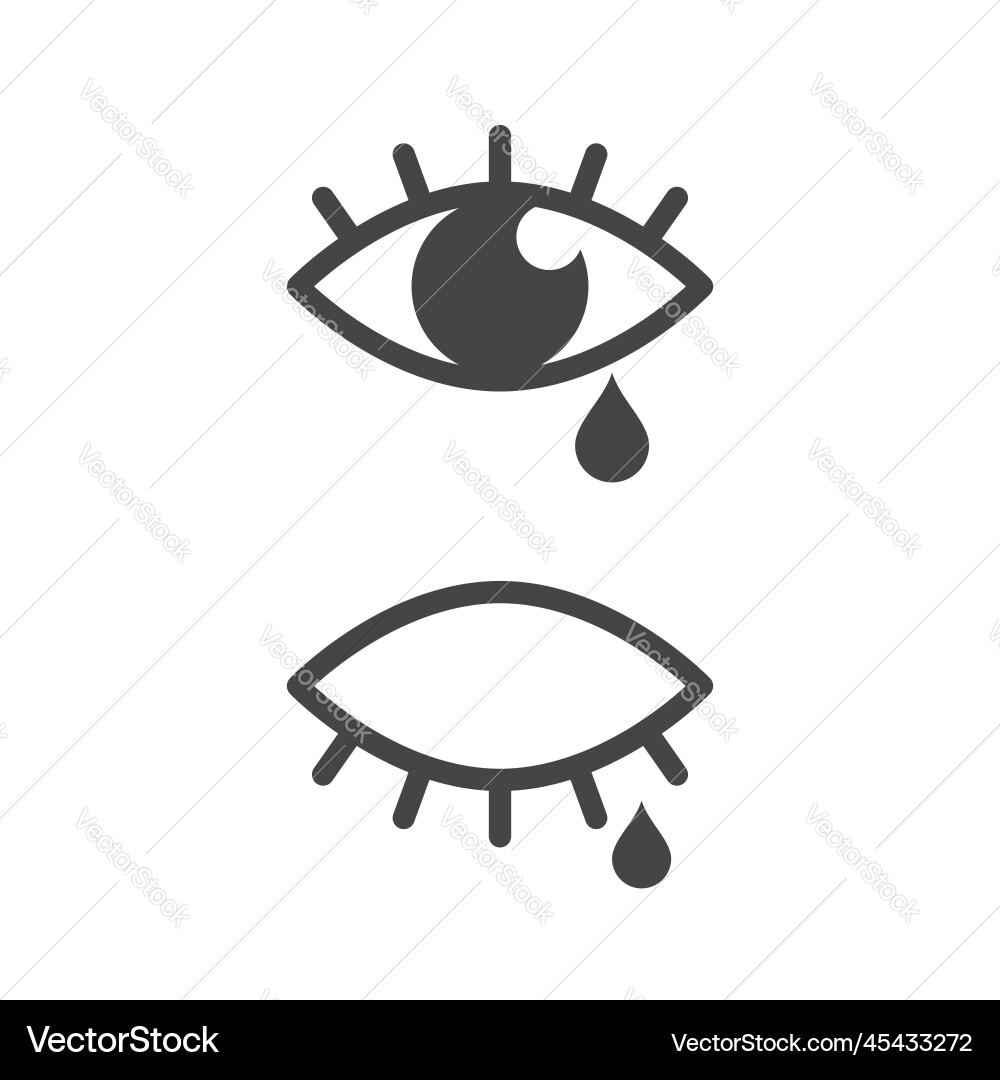 Crying eye icon open and closed eye with tear Vector Image