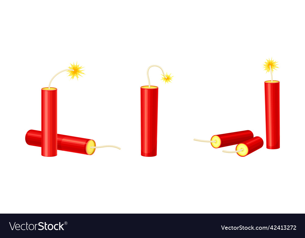 Dynamite red stick as explosive material Vector Image