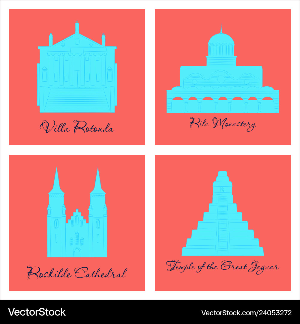 Famous place and monument around world Royalty Free Vector