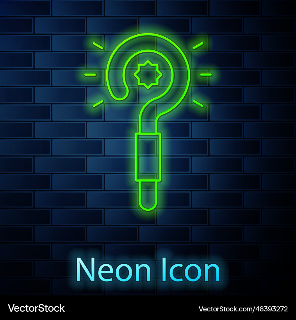 Glowing neon line magic wand icon isolated on Vector Image