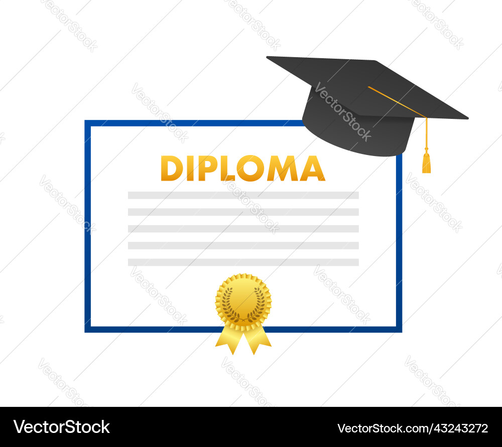 Graduation cap and diploma graduational day Vector Image