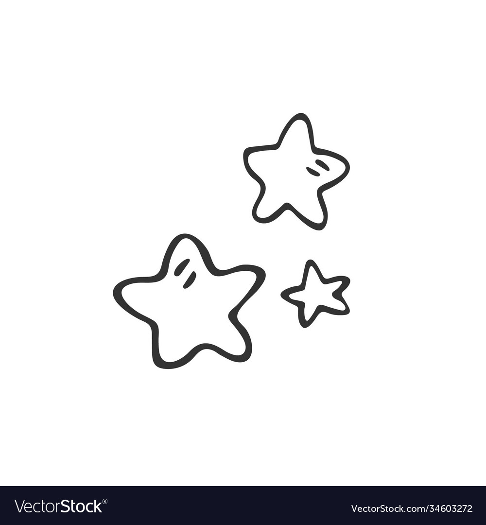Hand-drawn stars isolated single elements Vector Image