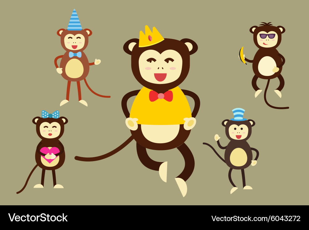 Happy cartoon monkey dancing party birthday Vector Image